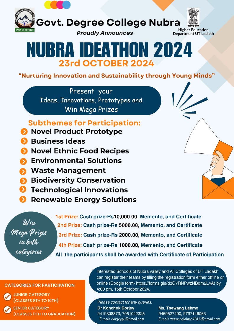 GDC Nubra set to host Nubra Ideathon-2024 on Oct 23 – Indus Dispatch