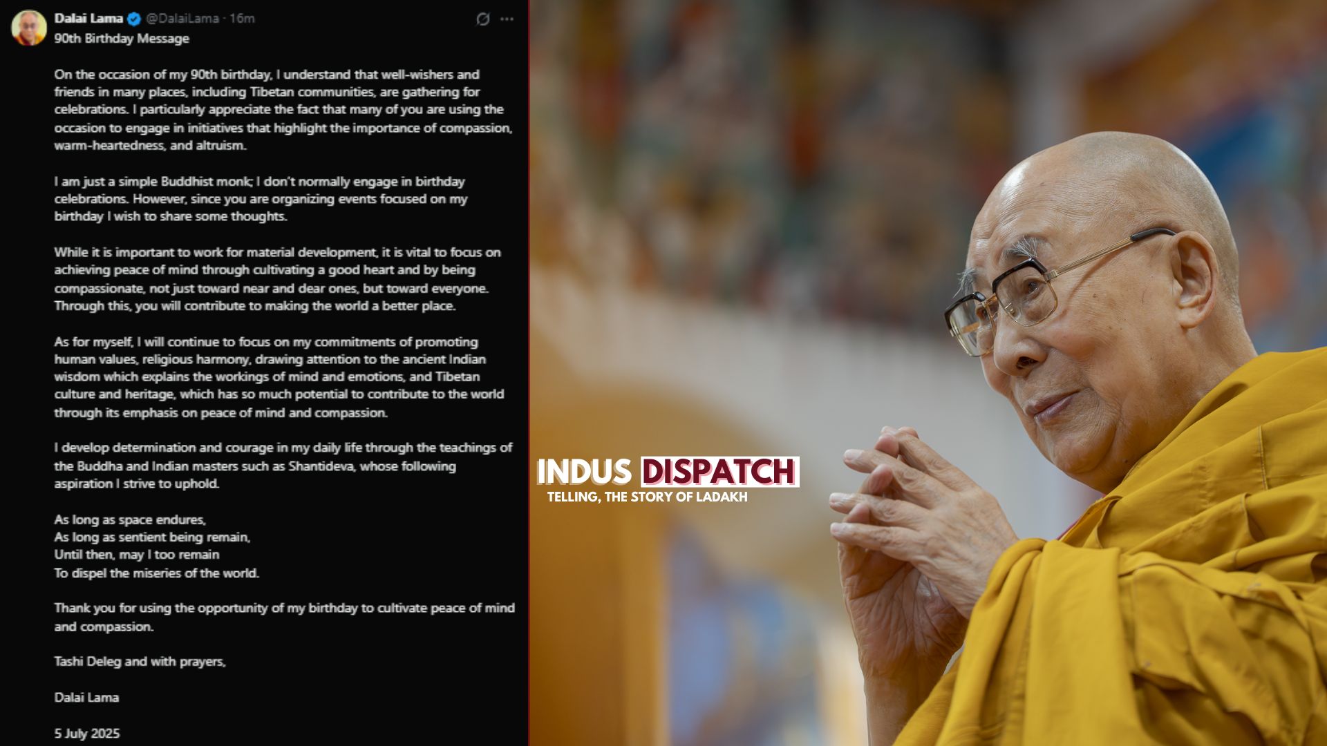 On 90th Birthday, HH Dalai Lama Shares Message of Compassion, Peace ...