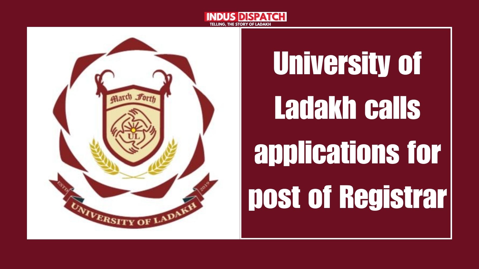 University of Ladakh calls applications for post of Registrar – Indus ...